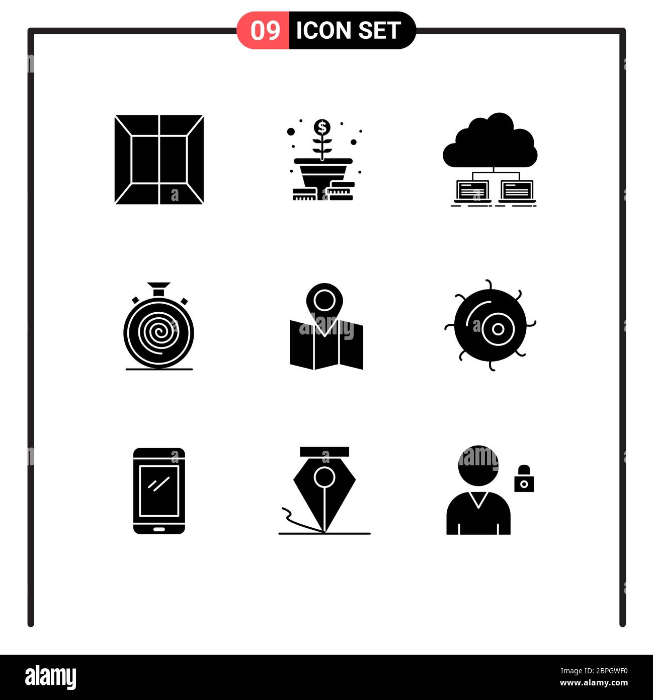 9 Universal Solid Glyph Signs Symbols of location, nonstop, network ...