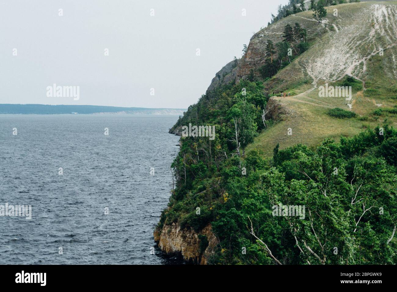landscape river cliff grass on the sky background Stock Photo - Alamy