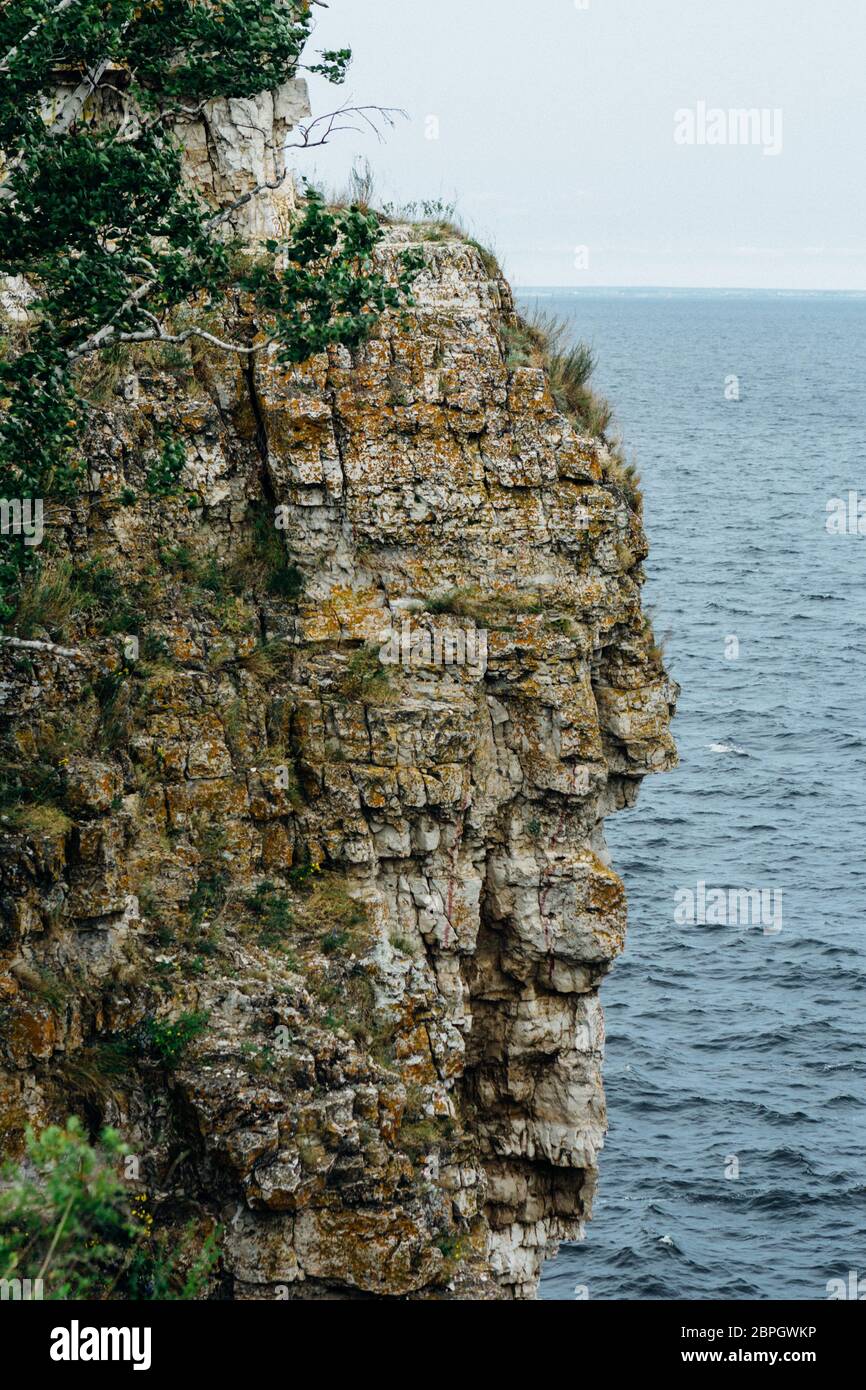 landscape river cliff grass on the sky background Stock Photo - Alamy