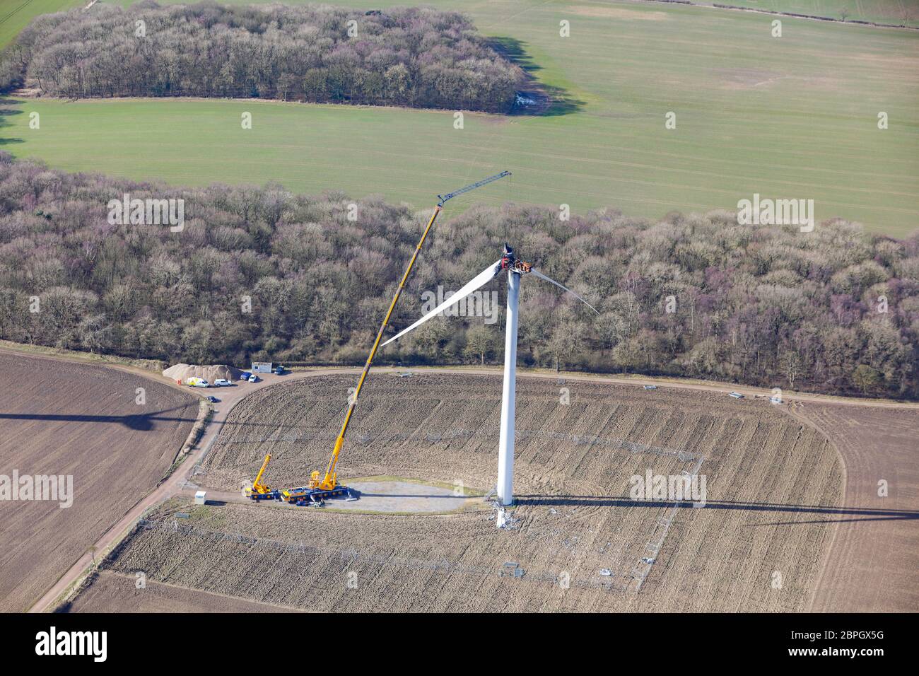 Aerial View of Wind Turbine Damage near A689 Road Stock Photo - Alamy