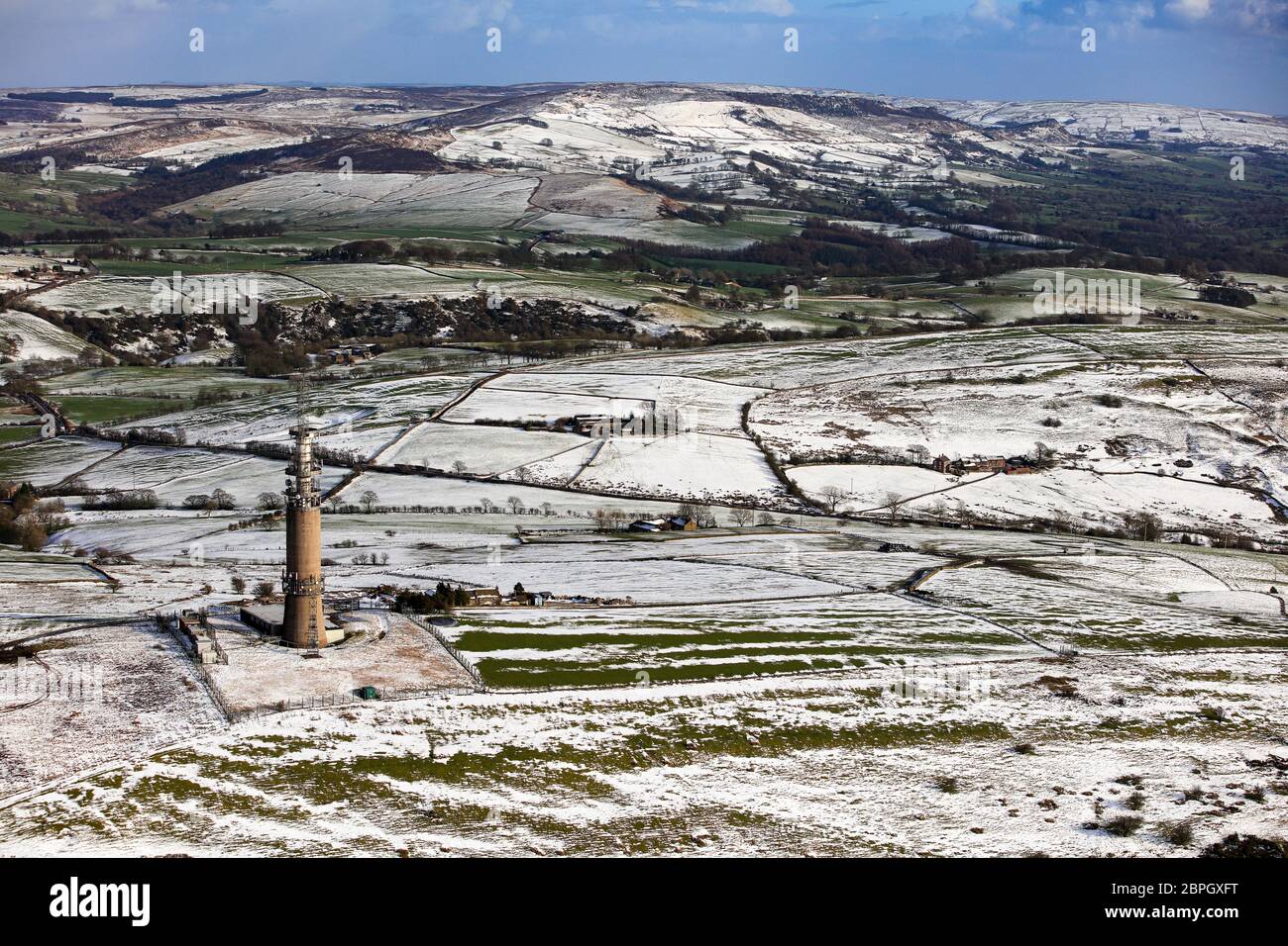 Aerial View of Sutton Common BT Tower in the Snow Stock Photo - Alamy