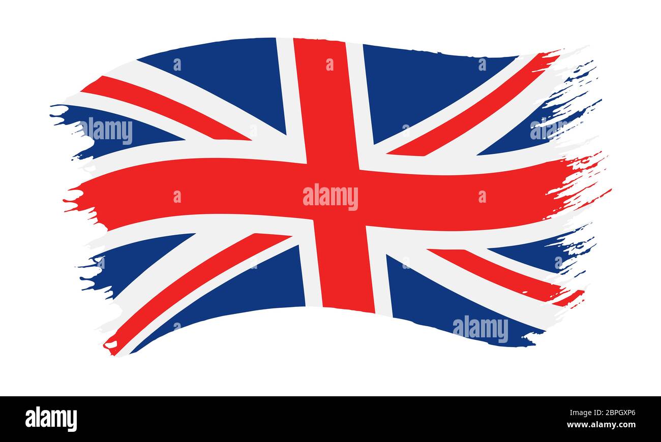 Vector illustration of brushstroke painted national flag of United Kingdom, Union Jack, isolated ...
