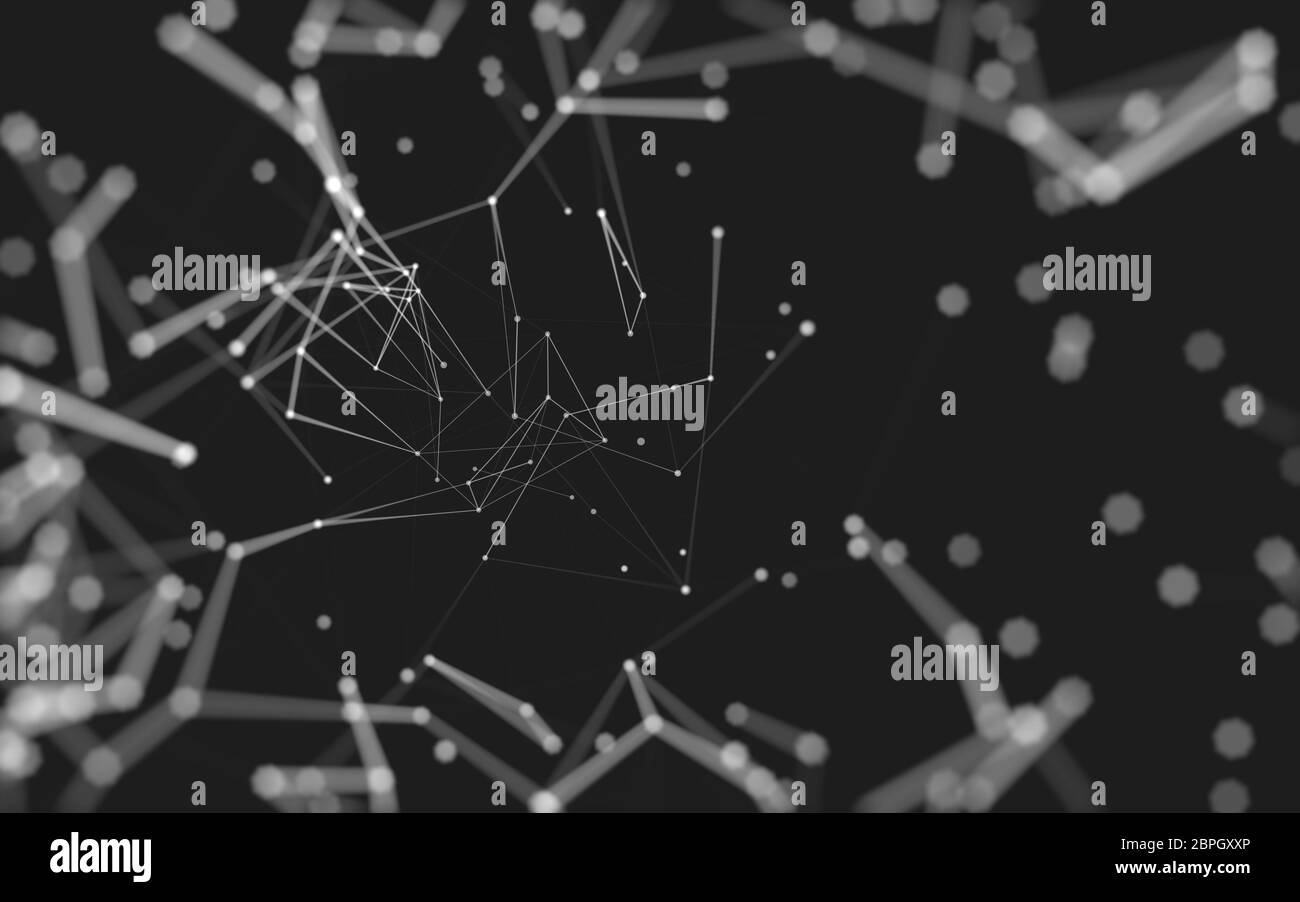 Abstract polygonal space low poly dark background with connecting dots and lines. Connection ...