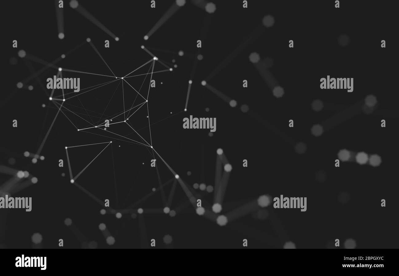 Abstract Polygonal Space Low Poly Dark Background With Connecting Dots And Lines Connection