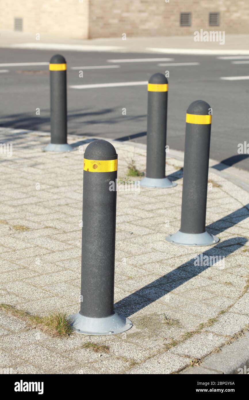 Posts, bollards, street bollards on a footpath, Germany, Europe Stock ...