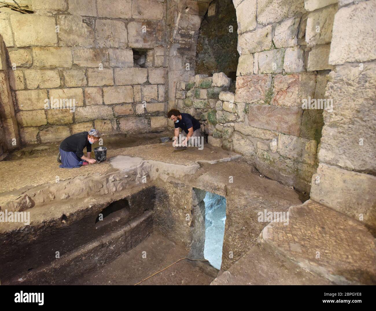 Jerusalem, Israel. 19th May, 2020. Israeli archaeologists (L) Tehila ...