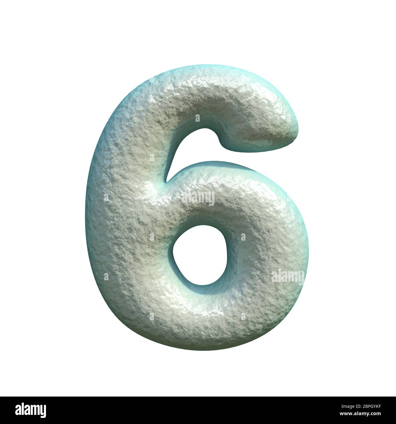Grey blue clay Number 6 SIX 3D rendering illustration isolated on white ...
