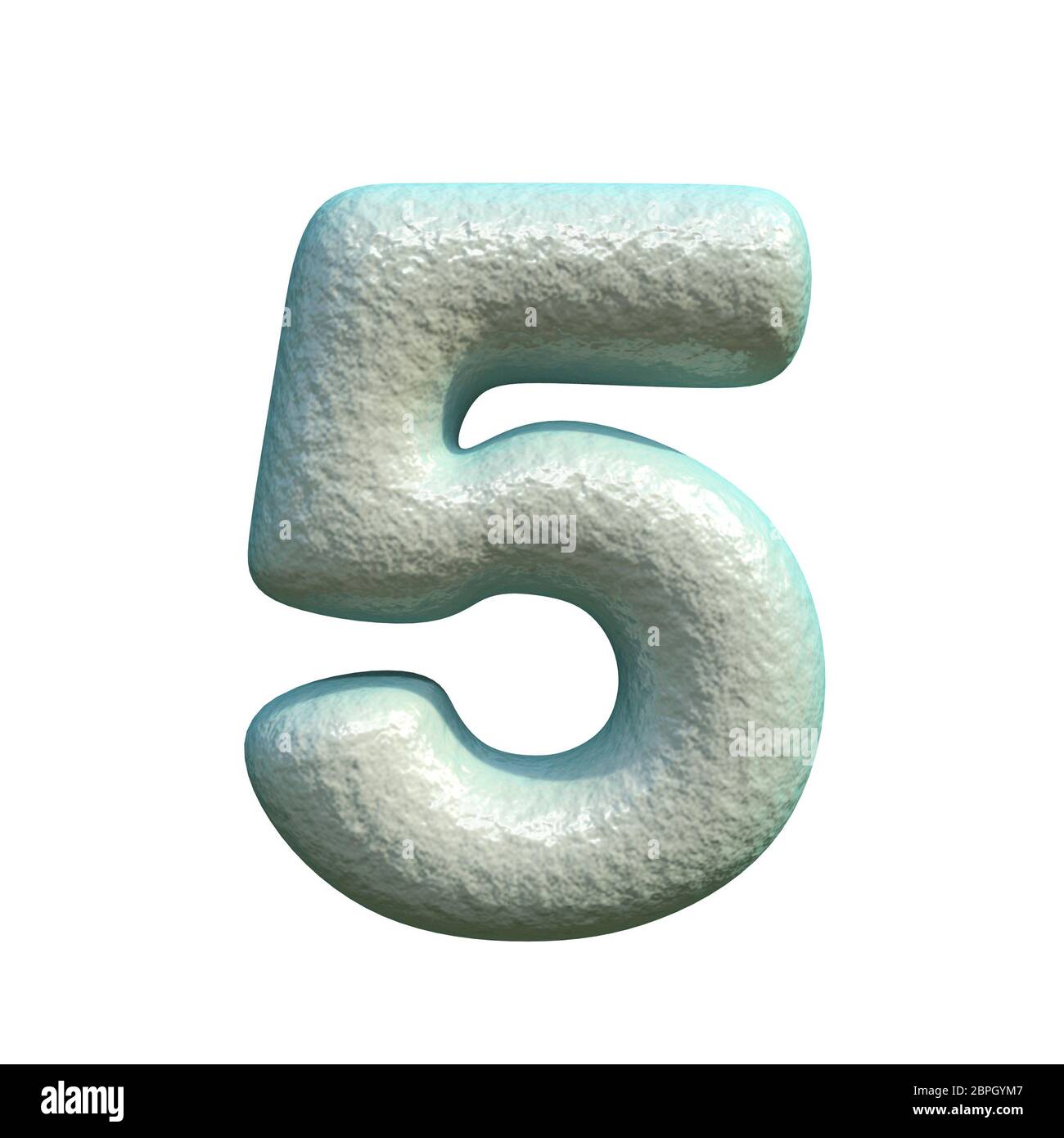 Grey blue clay Number 5 FIVE 3D rendering illustration isolated on ...