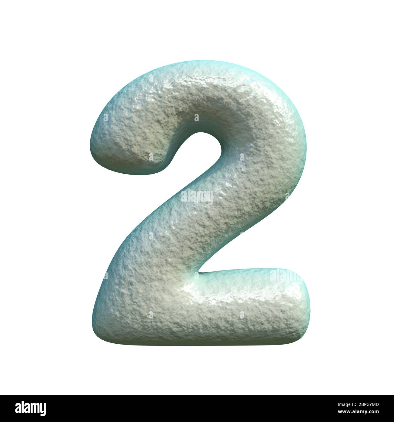 Grey blue clay Number 2 TWO 3D rendering illustration isolated on white ...