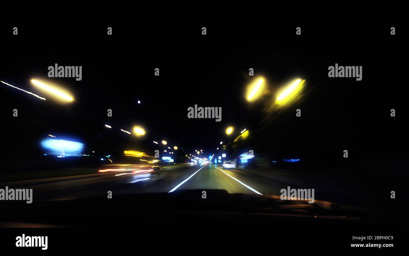 Long exposure traffic multiple lane highway night hi-res stock ...