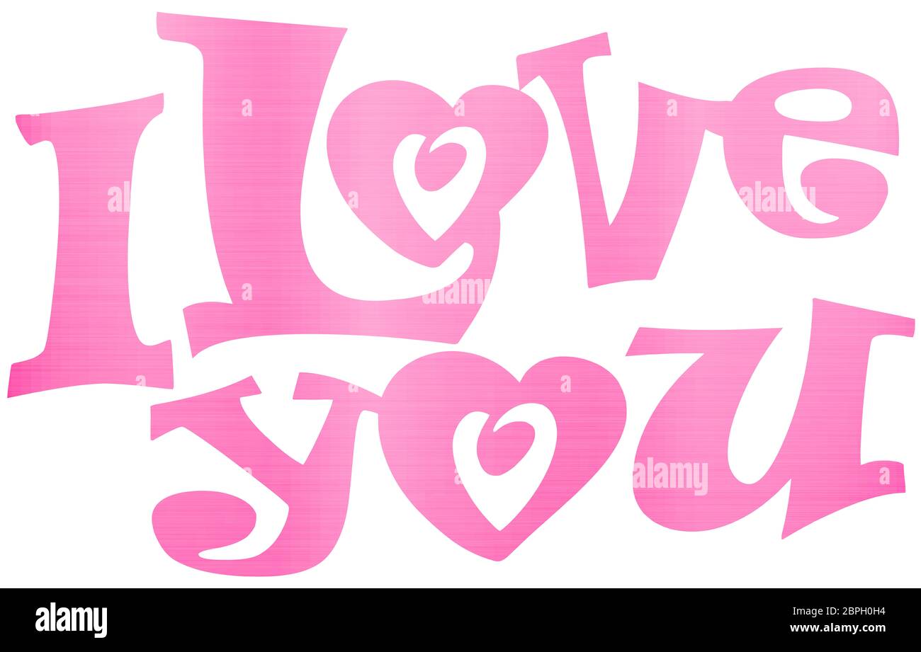 i love you lettering metallic pink illustration Stock Photo - Alamy