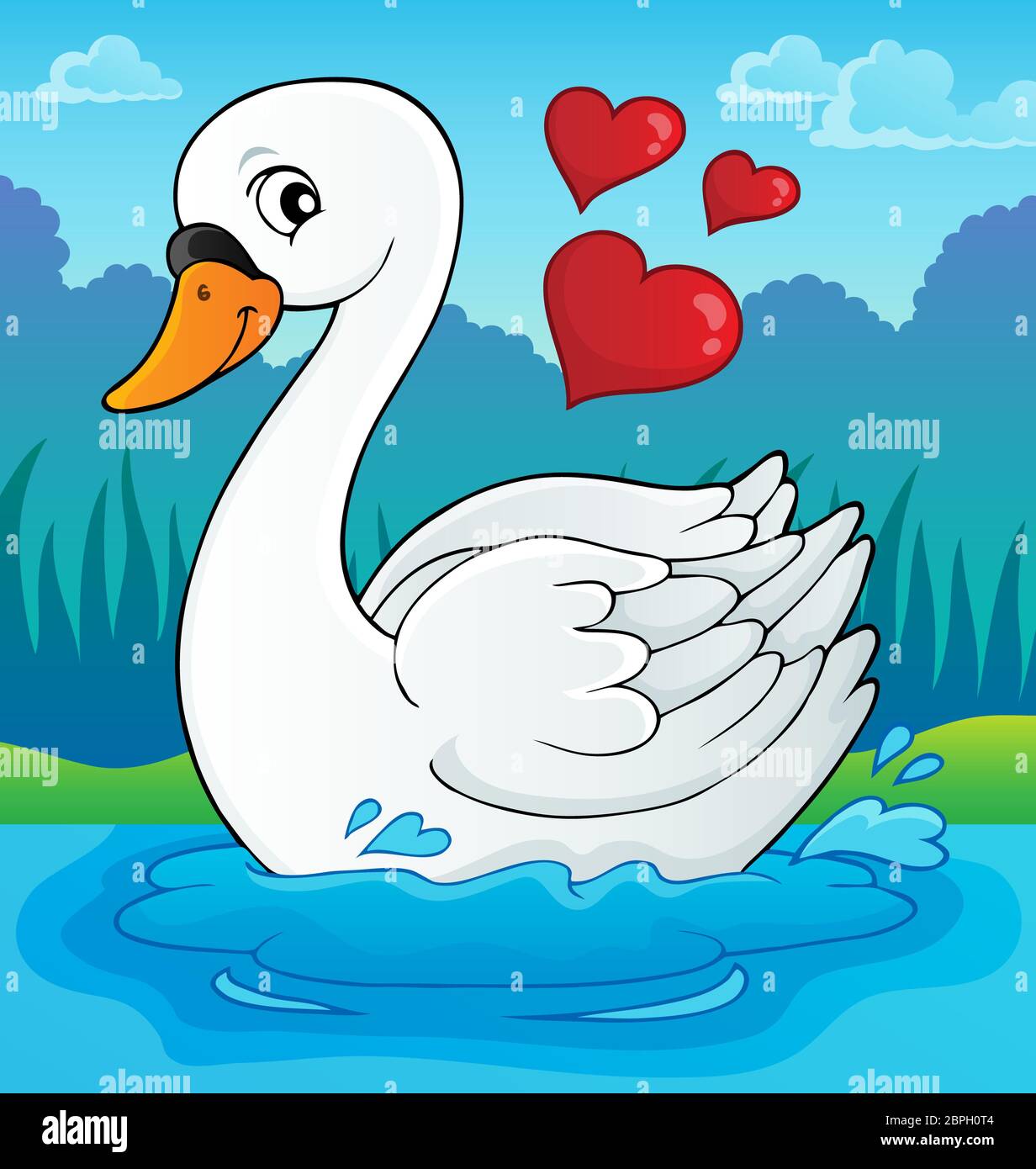 Valentine swan theme image 2 - picture illustration Stock Photo - Alamy