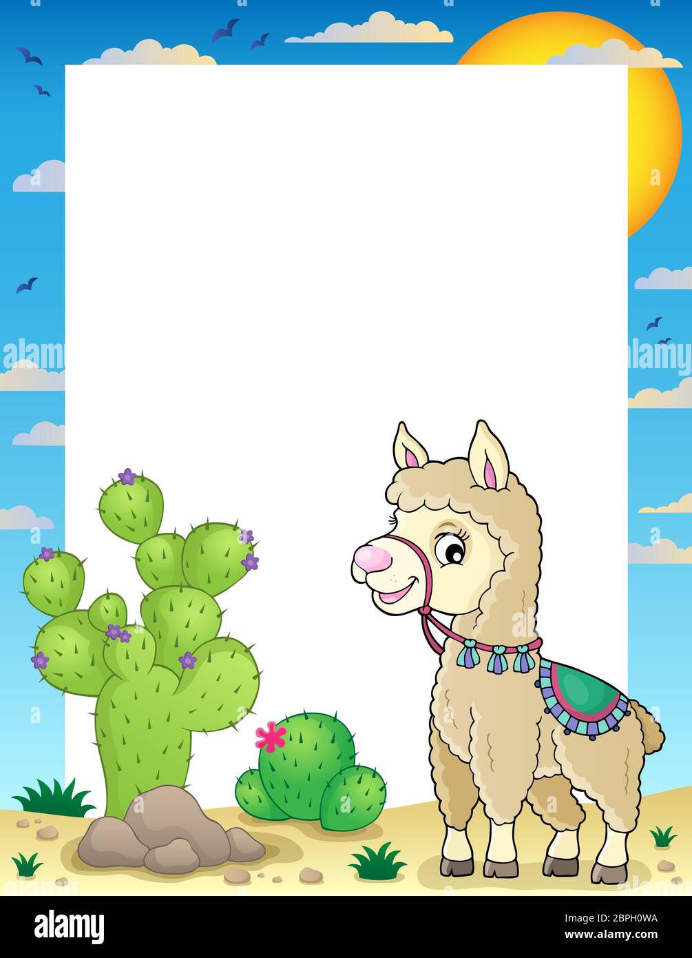 Llama theme frame 1 - picture illustration Stock Photo - Alamy