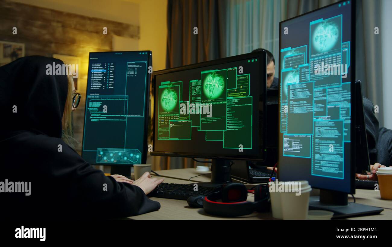 Happy hacker team after a successful cyber attack. Access granted for ...