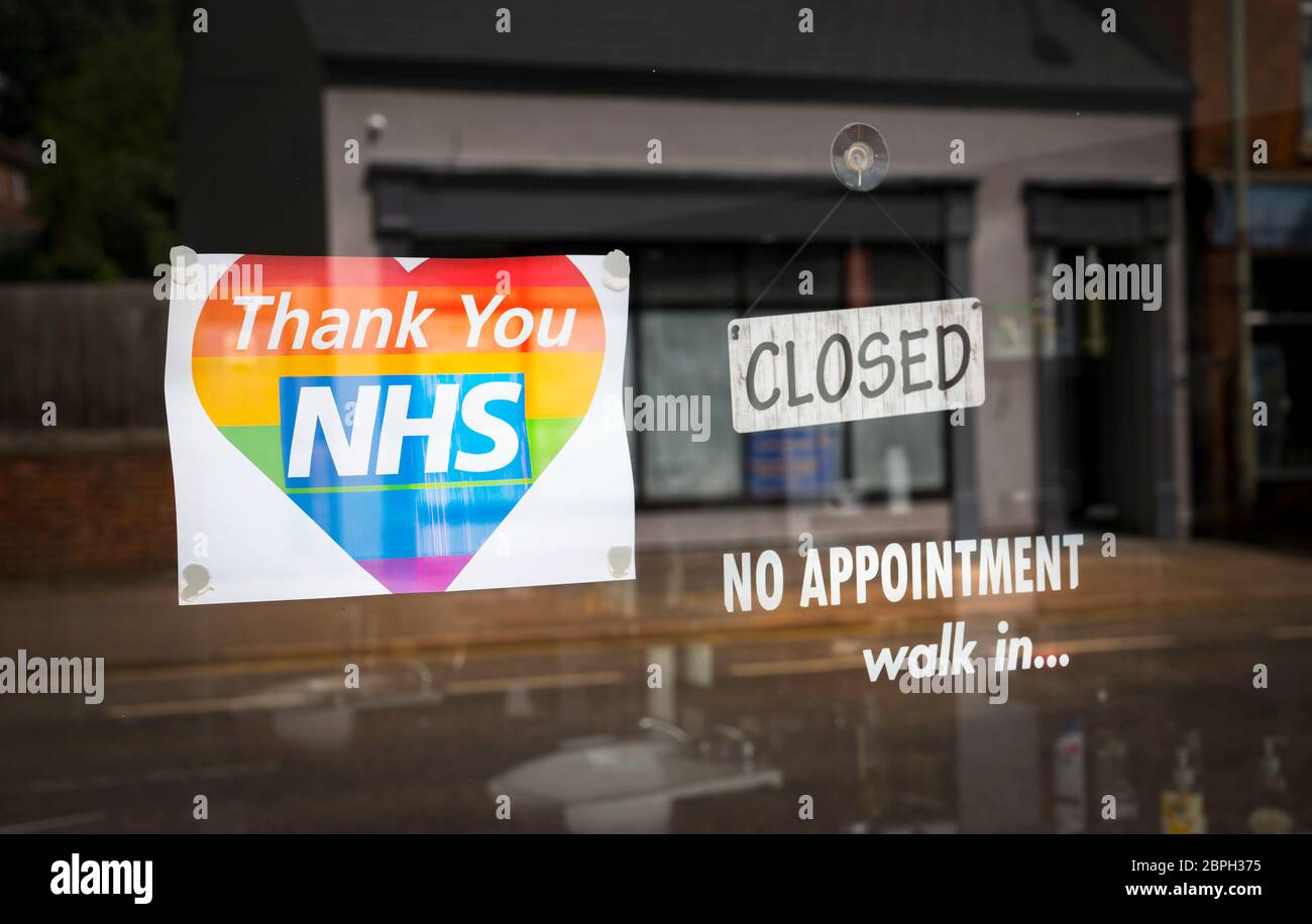 Support for the NHS rainbow heart in a shop window during the Covid-19 ...