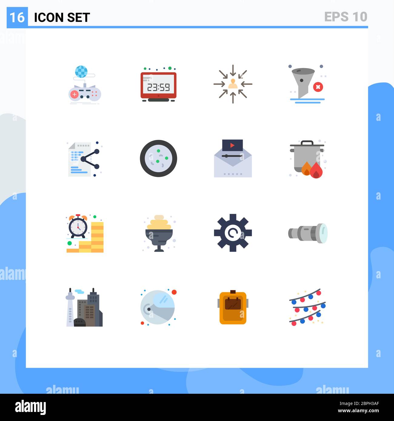 Stock Vector Icon Pack of 16 Line Signs and Symbols for filter, delete ...