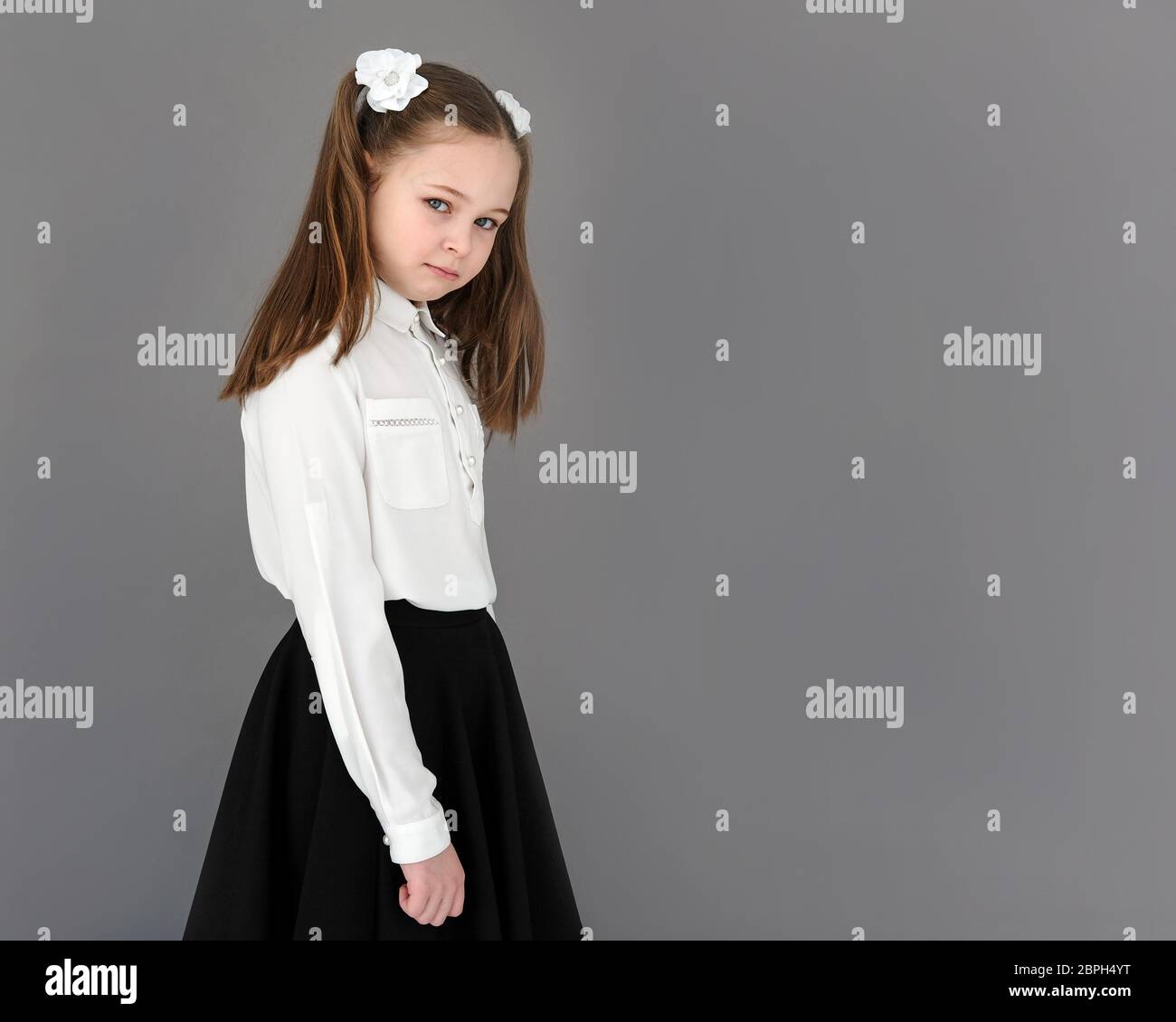 elementary school student with a displeased expression. Expression of ...