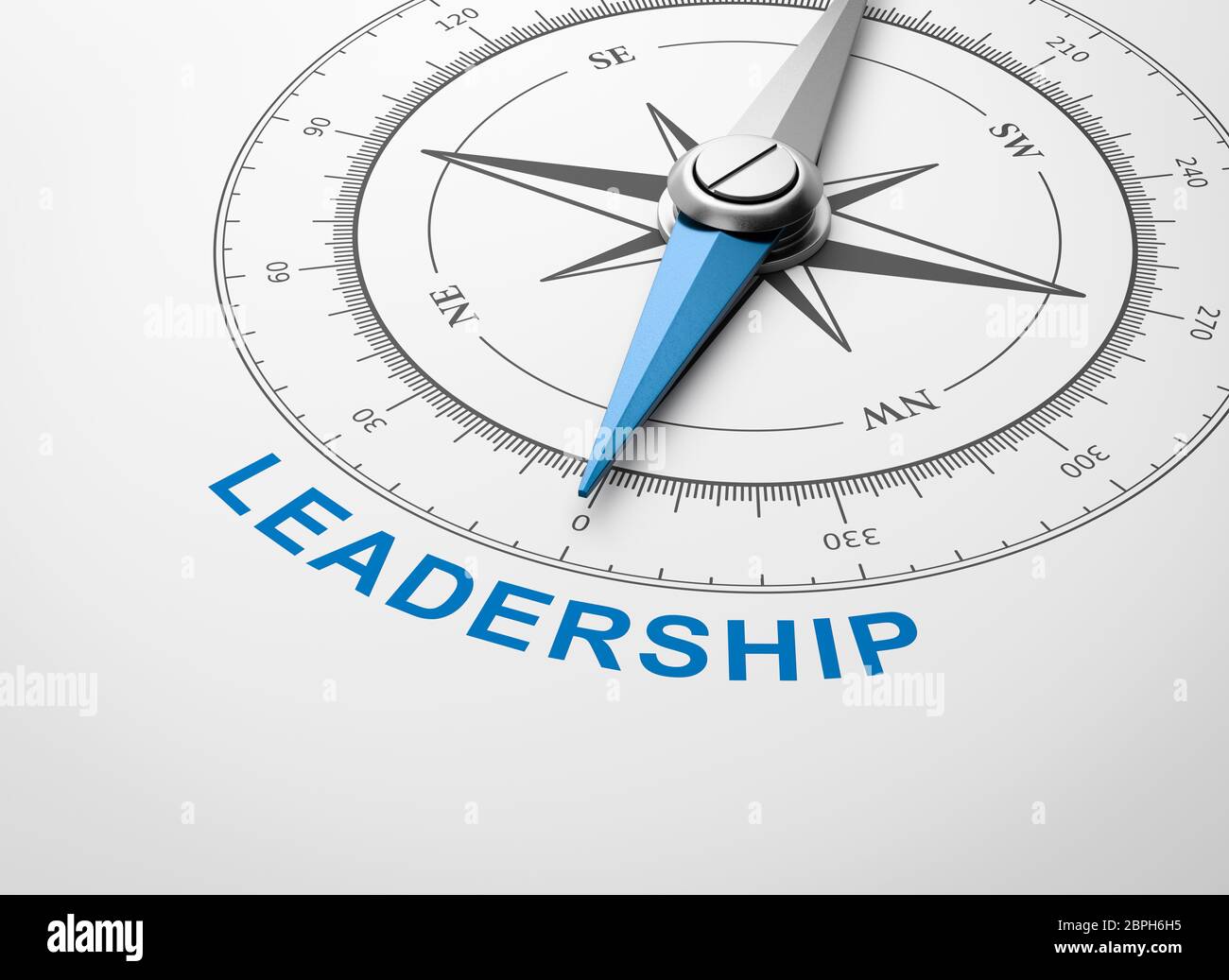 Magnetic Compass with Needle Pointing Blue Leadership Word on White ...