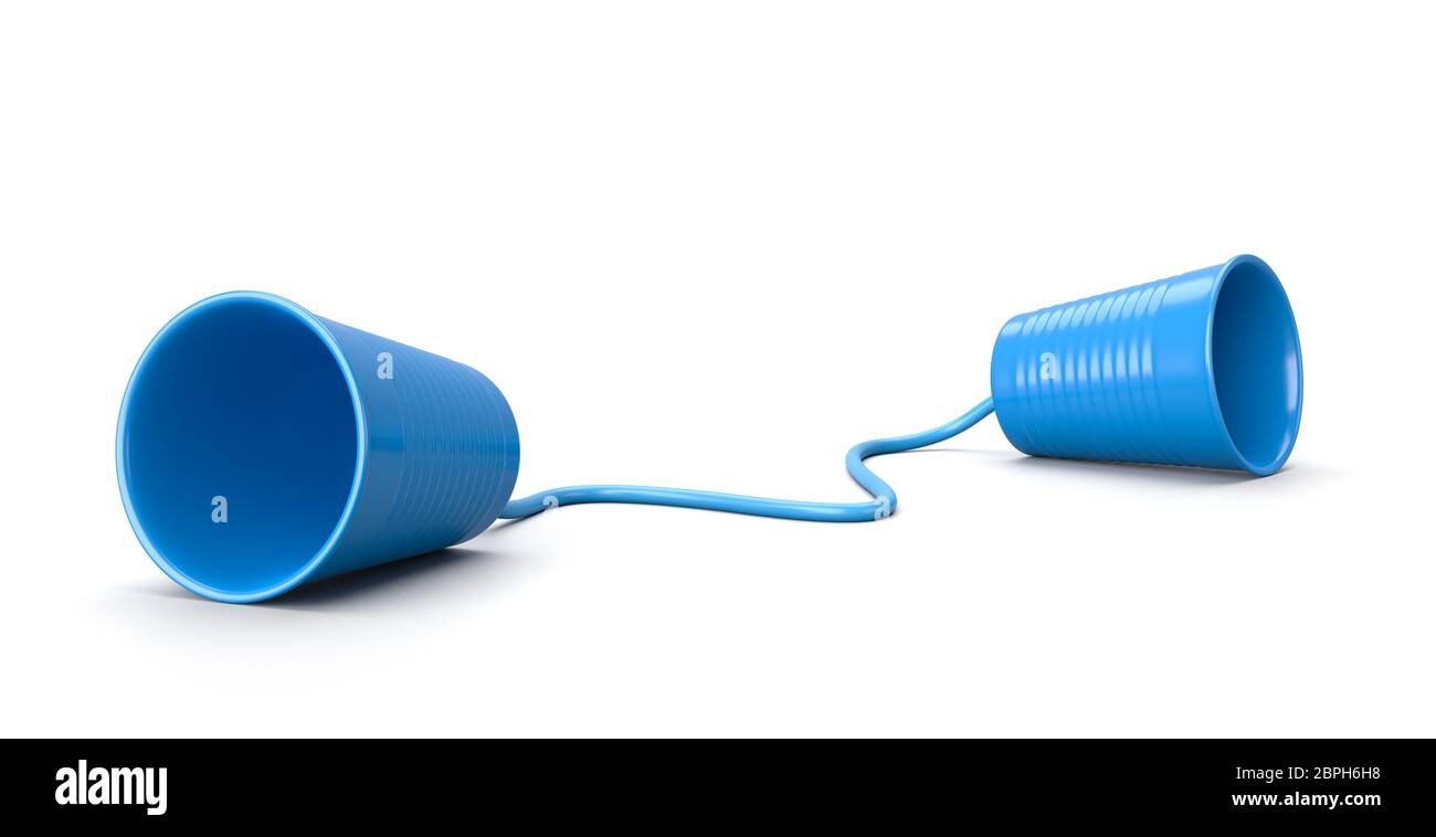 Blue Plastic Cup Phone Isolated on White Background 3D Illustration ...