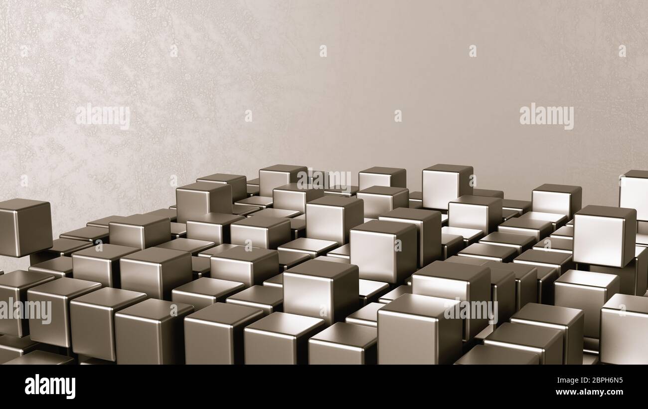 Cubes Aggregation on Grey Abstract Background with Copyspace 3D ...