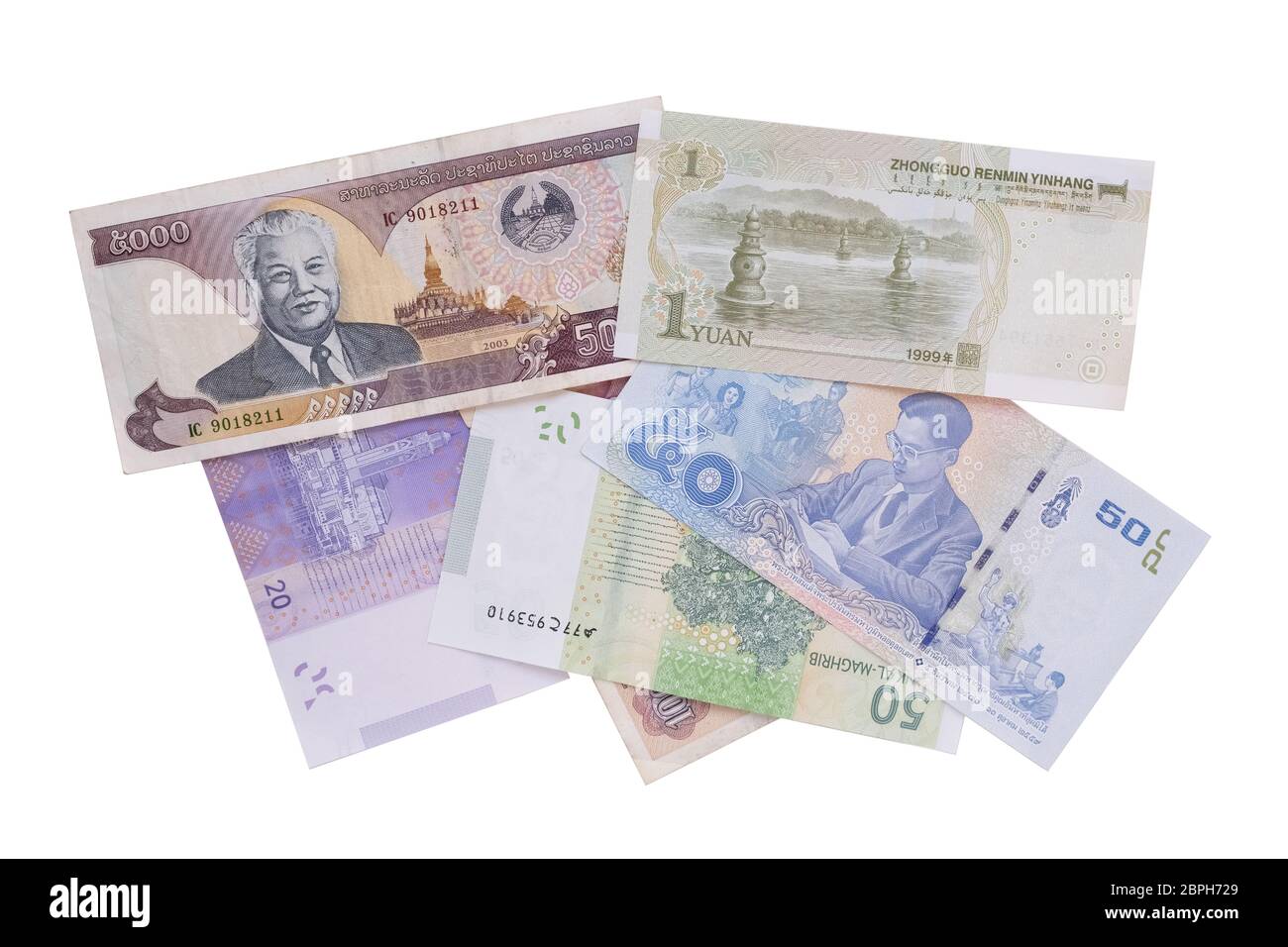 Group of various currencies isolated on white background. Exchange rate ...