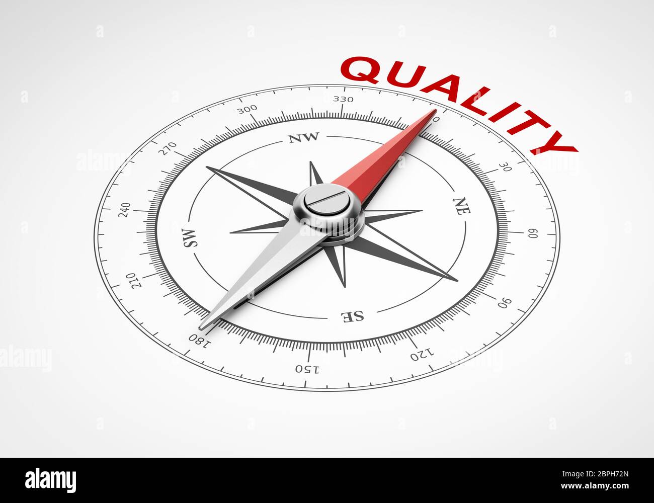 Magnetic Compass with Needle Pointing Red Quality Word on White ...