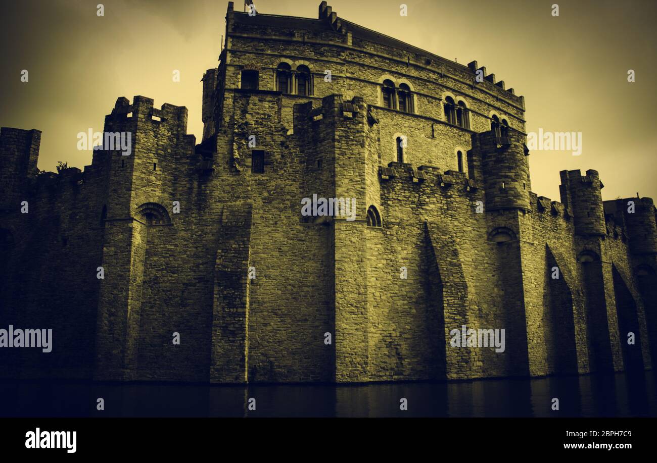 Castle in Amsterdam, construction and Roman architecture Stock Photo ...
