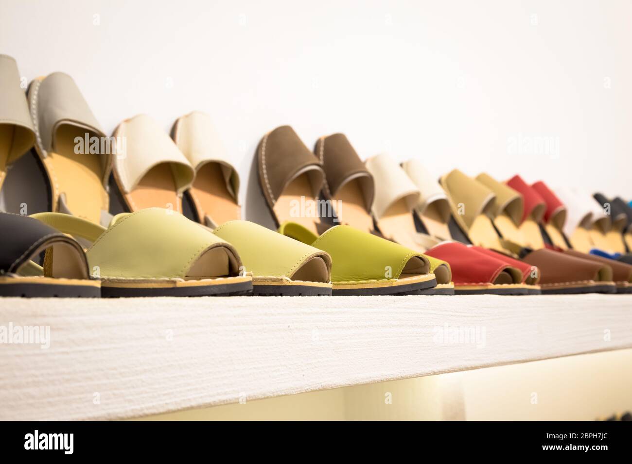 Traditional Menorca sandals - named Avarca - in exposition Stock Photo ...