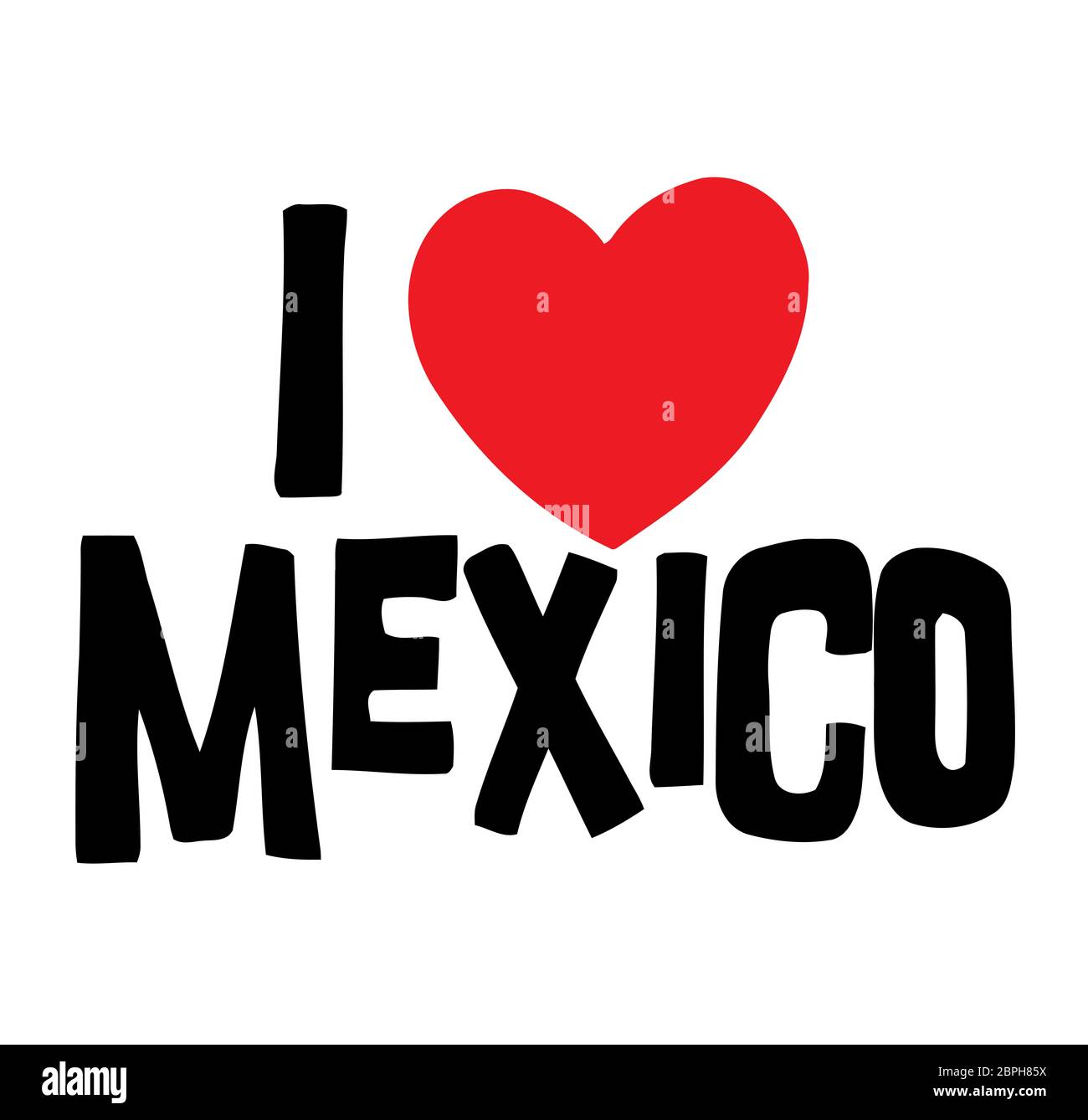 i love mexico heart red lettering country illustration Stock Photo - Alamy