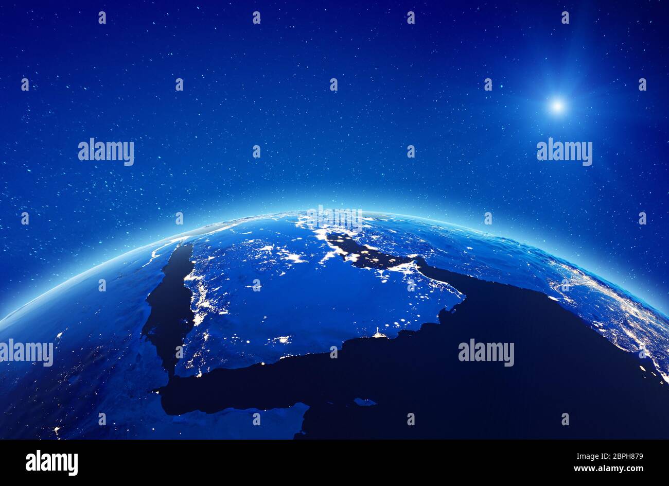 Middle East, Saudi Arabia city lights. Elements of this image furnished ...