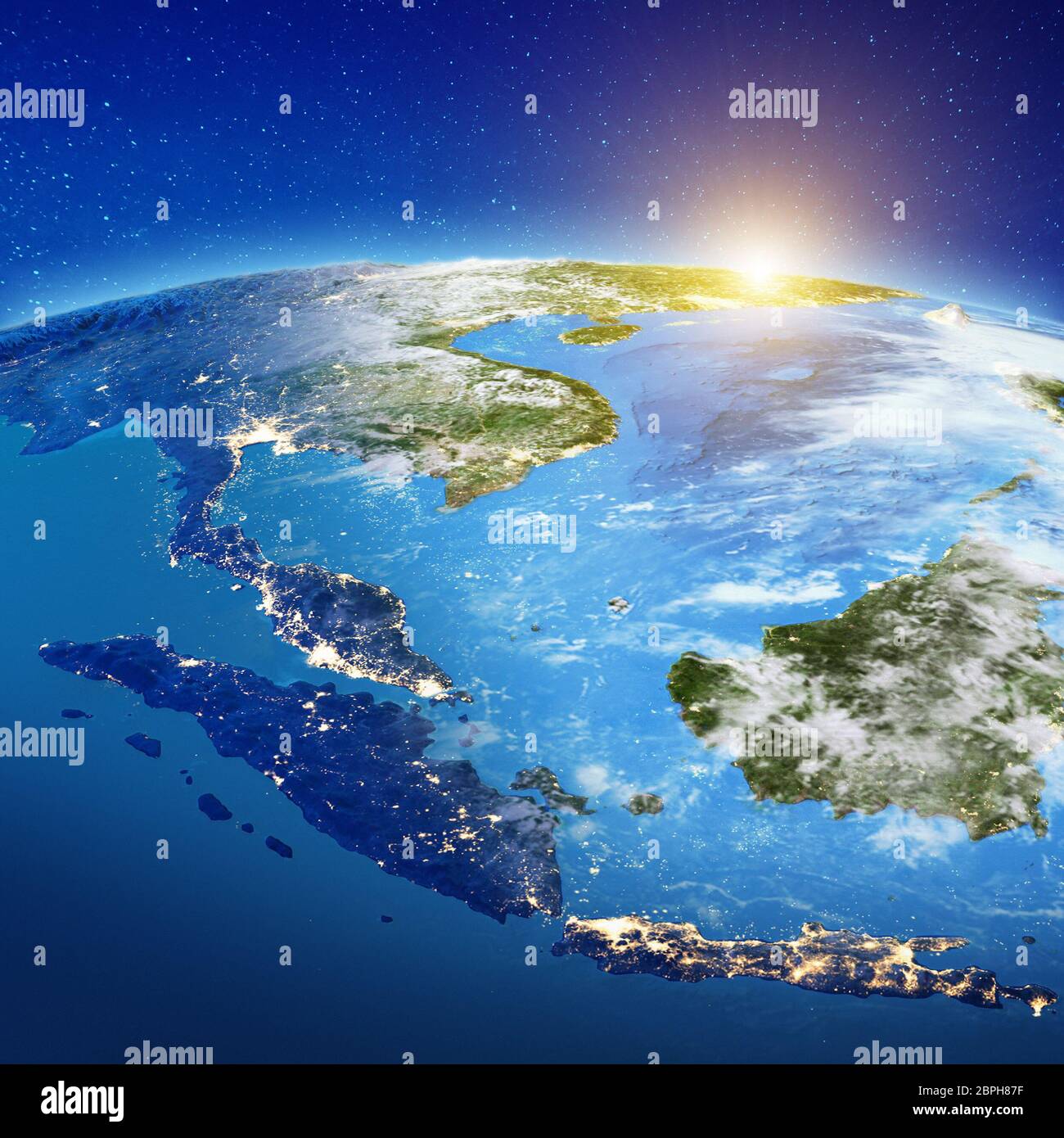 South-east Asia from space. Elements of this image furnished by NASA ...