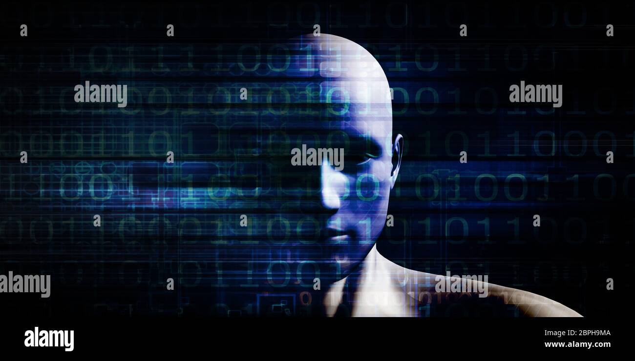 Man Surrounded by Data Information Digital Technology Concept Stock ...