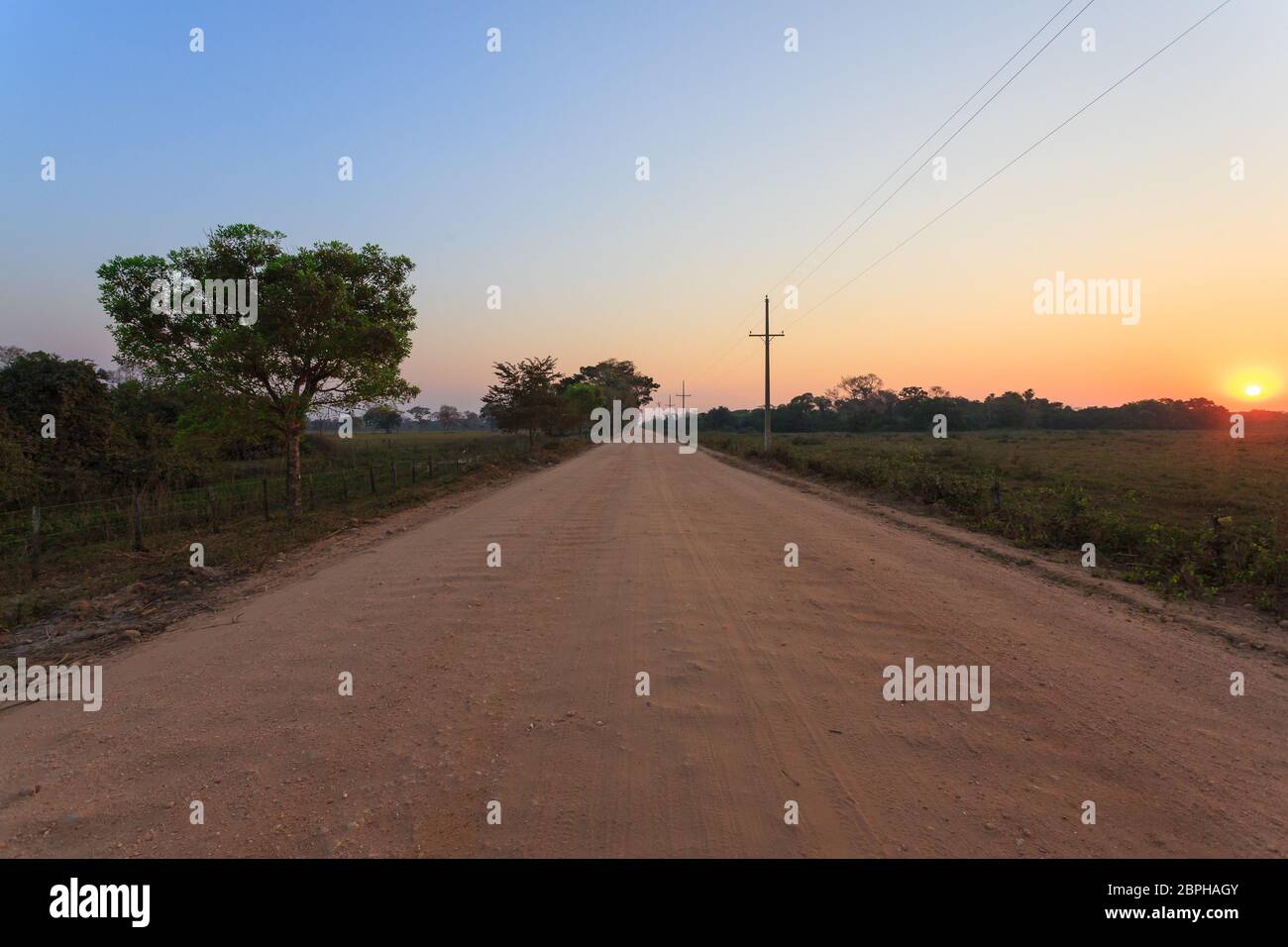Brazilian dirt road in perspective. Famous Brazilian Transpantaneira ...