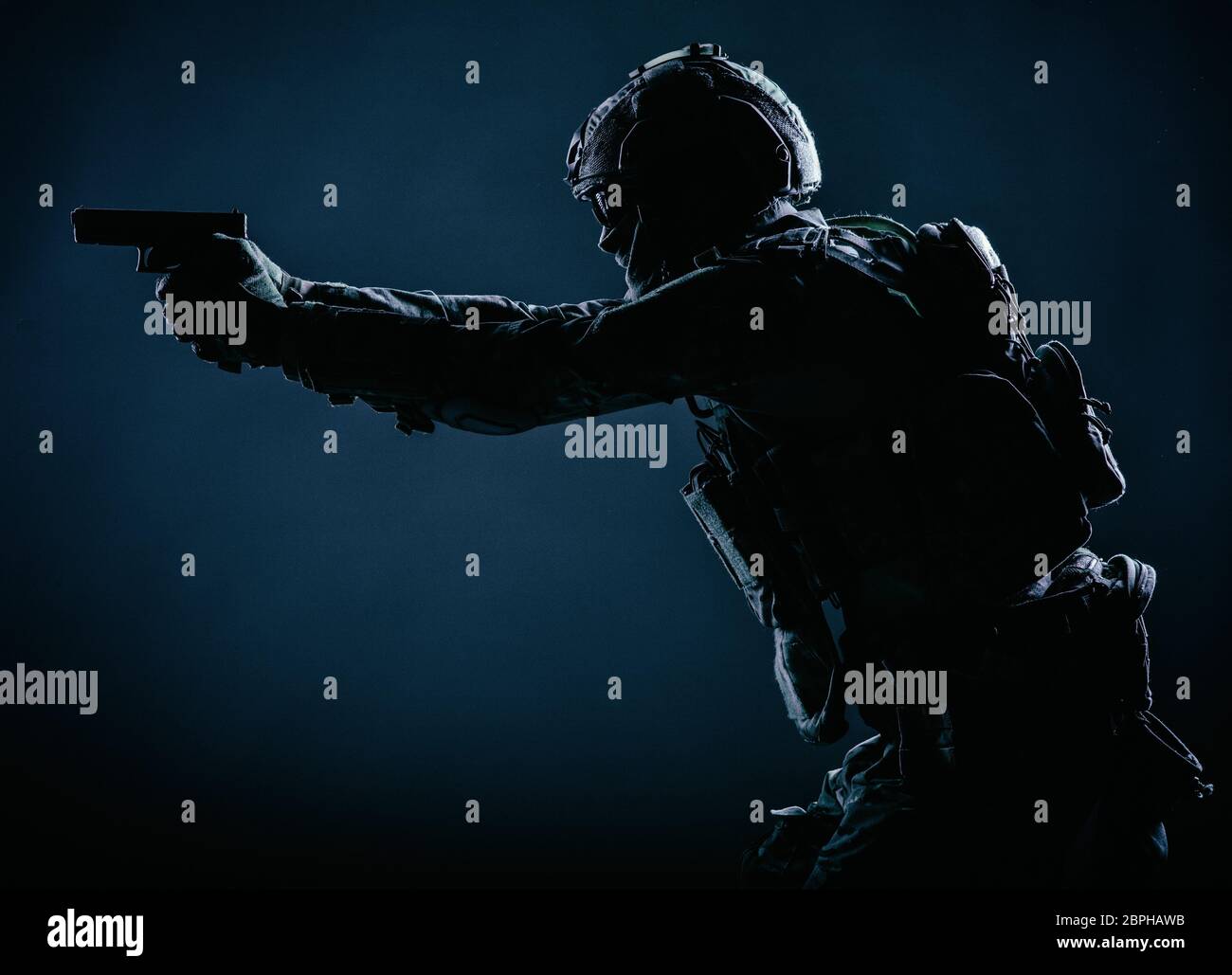 Soldier of army elite forces, special security service fighter with ...