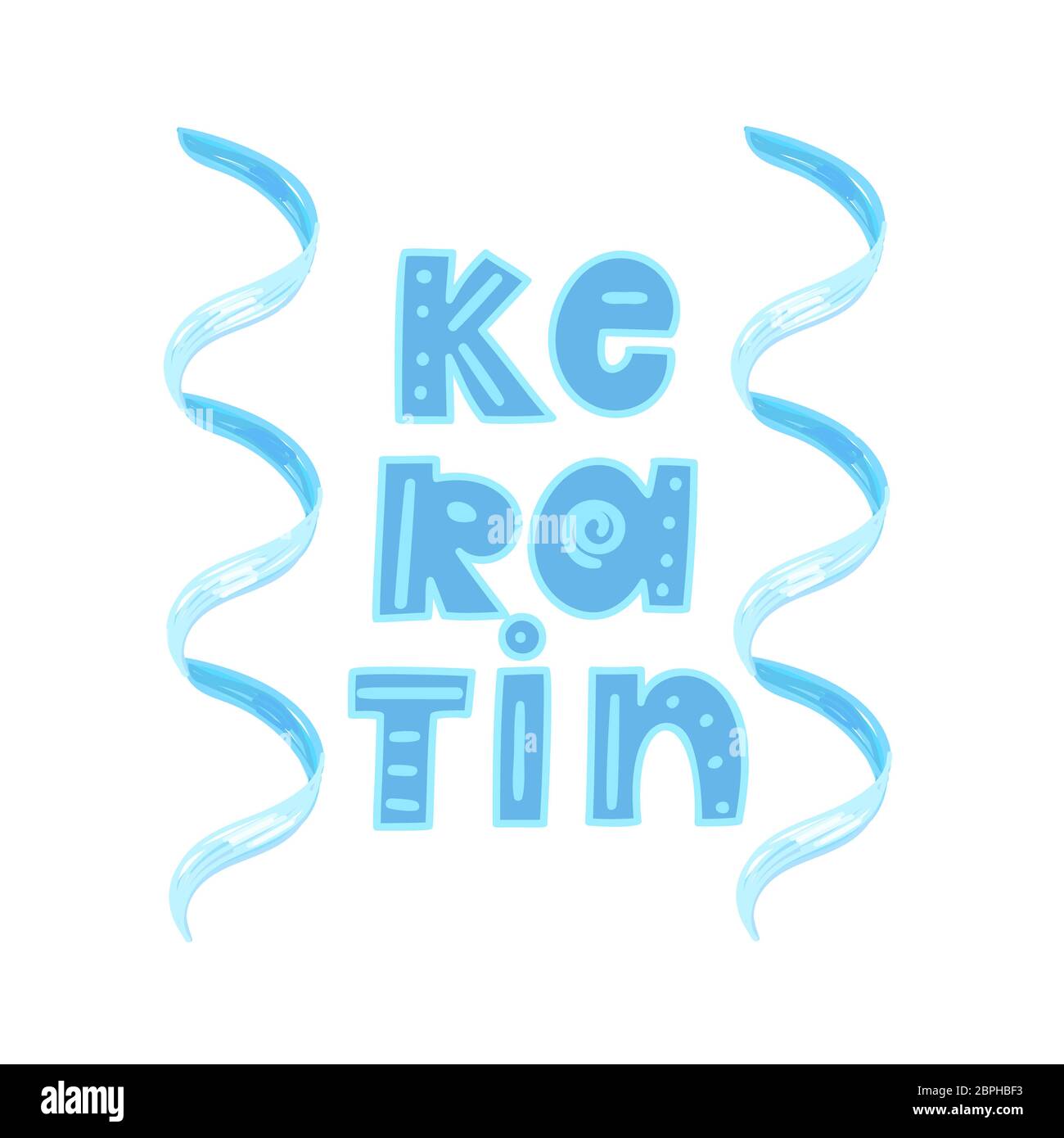 Keratin. Spiral shape. Protein structure. Hand drawn lettering. Blue ...