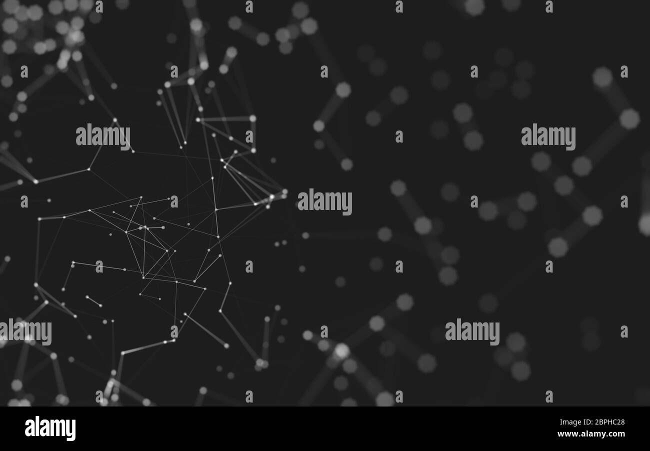 Abstract polygonal space low poly dark background with connecting dots and lines. Connection ...