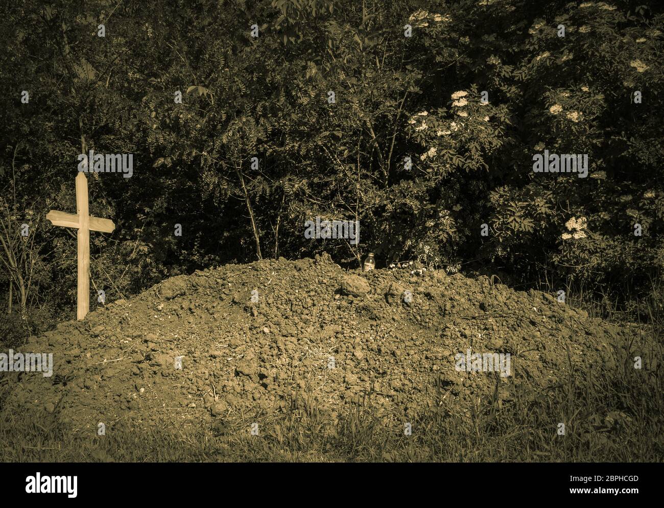 Old wooden cross grave marker hi-res stock photography and images - Alamy