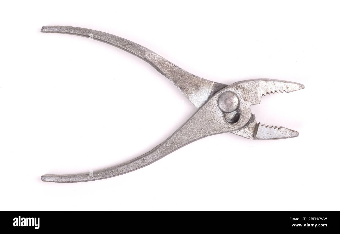 Metal pliers, isolated on a white background Stock Photo - Alamy