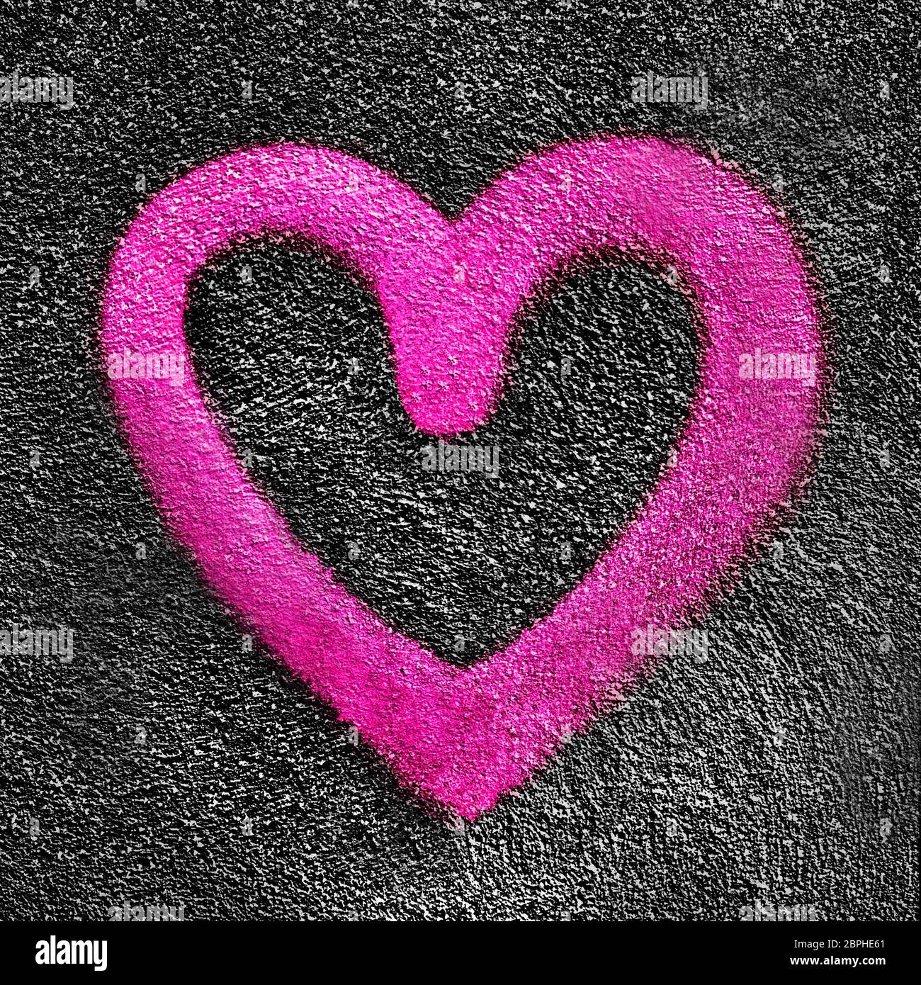 Pink heart on asphalt ground. Suitable for love and Valentine Day ...