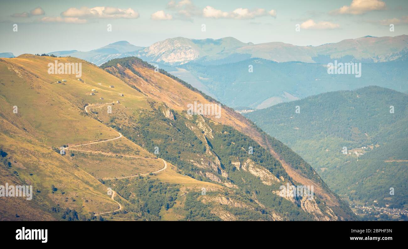 Pyrenees view from the Pla D Adet ski resort next to Saint Lary, France ...