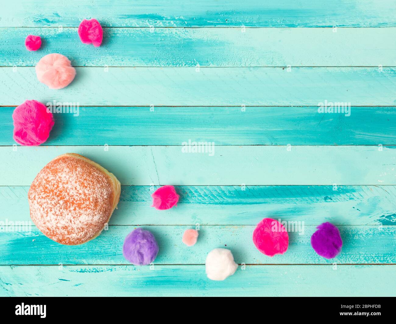 beautiful turquoise carnival background with doughnuts and carnival ...