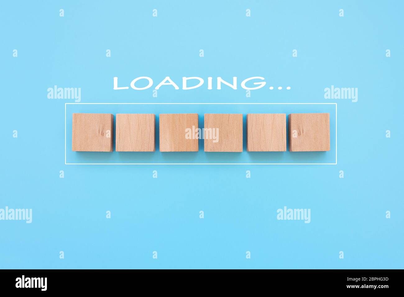 Progress bar made from wooden cubes. Loading. Top view Stock Photo - Alamy