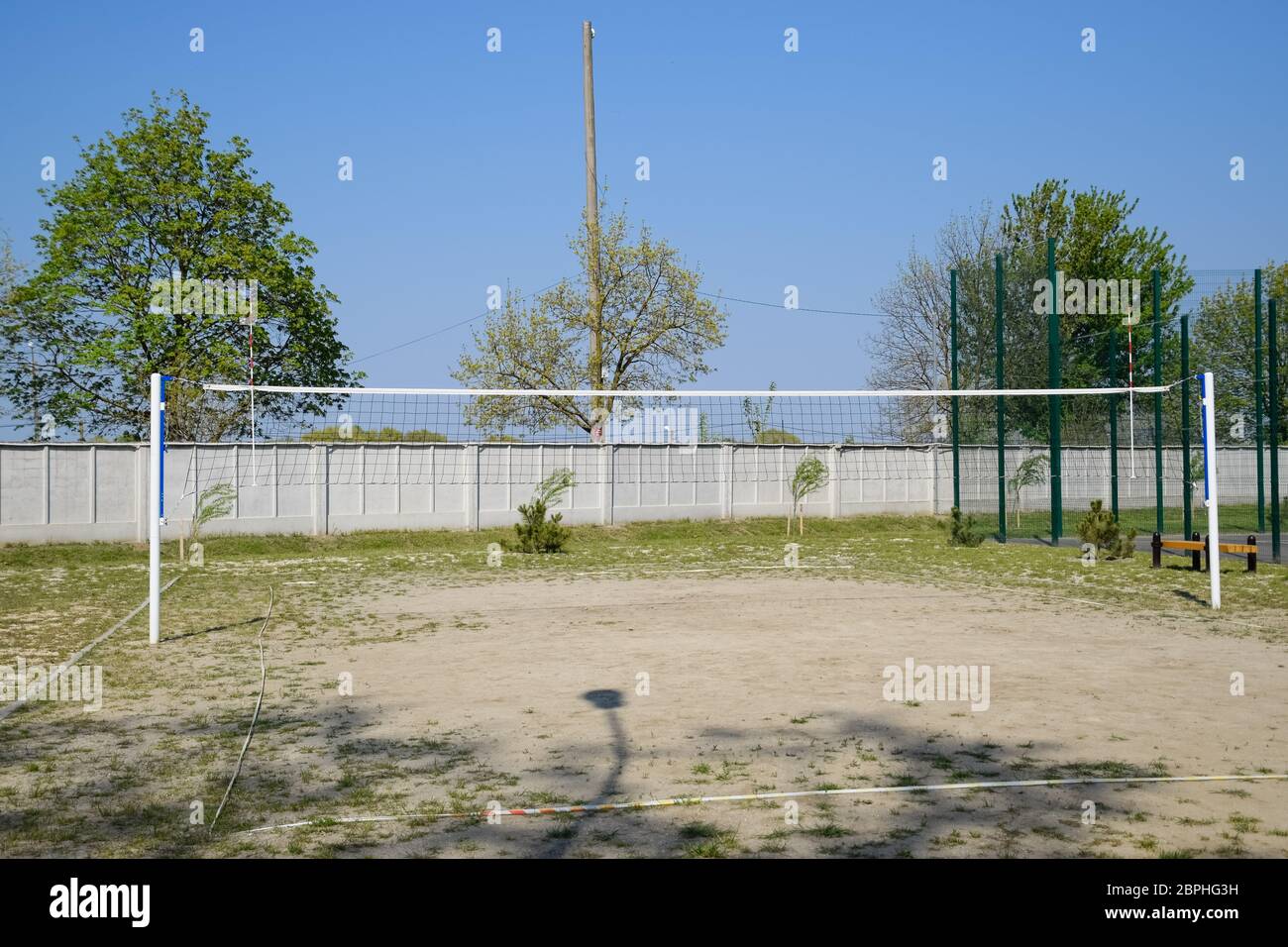 Volleyball court and net for throwing the ball. Yard volleyball Stock ...