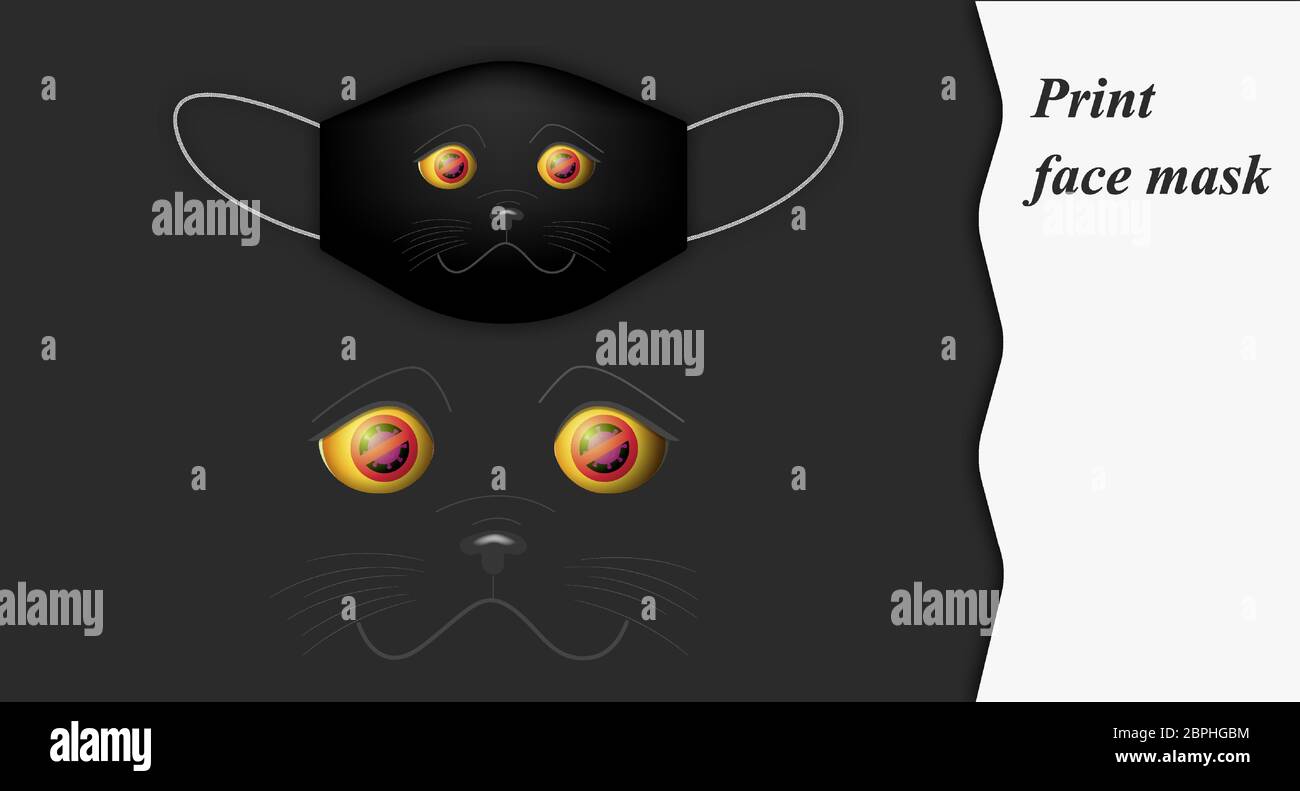 A funny dog face on a face mask that longs to stop the spread of the ...