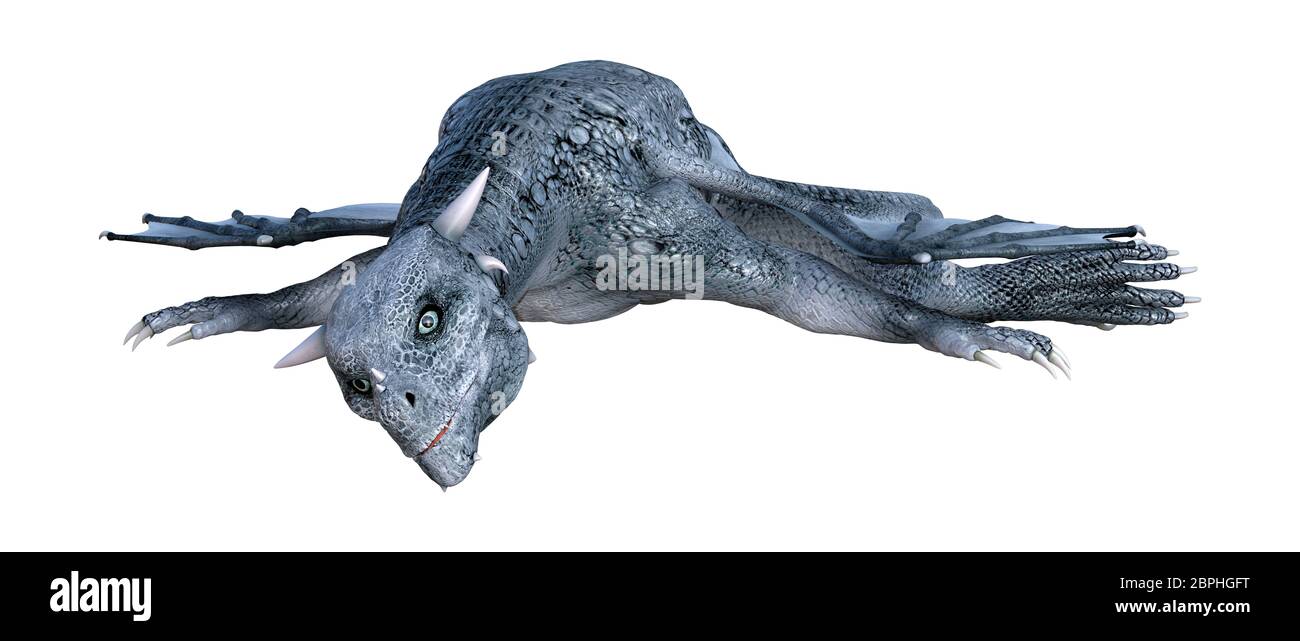 3D rendering of a fantasy whelp dragon isolated on white background ...