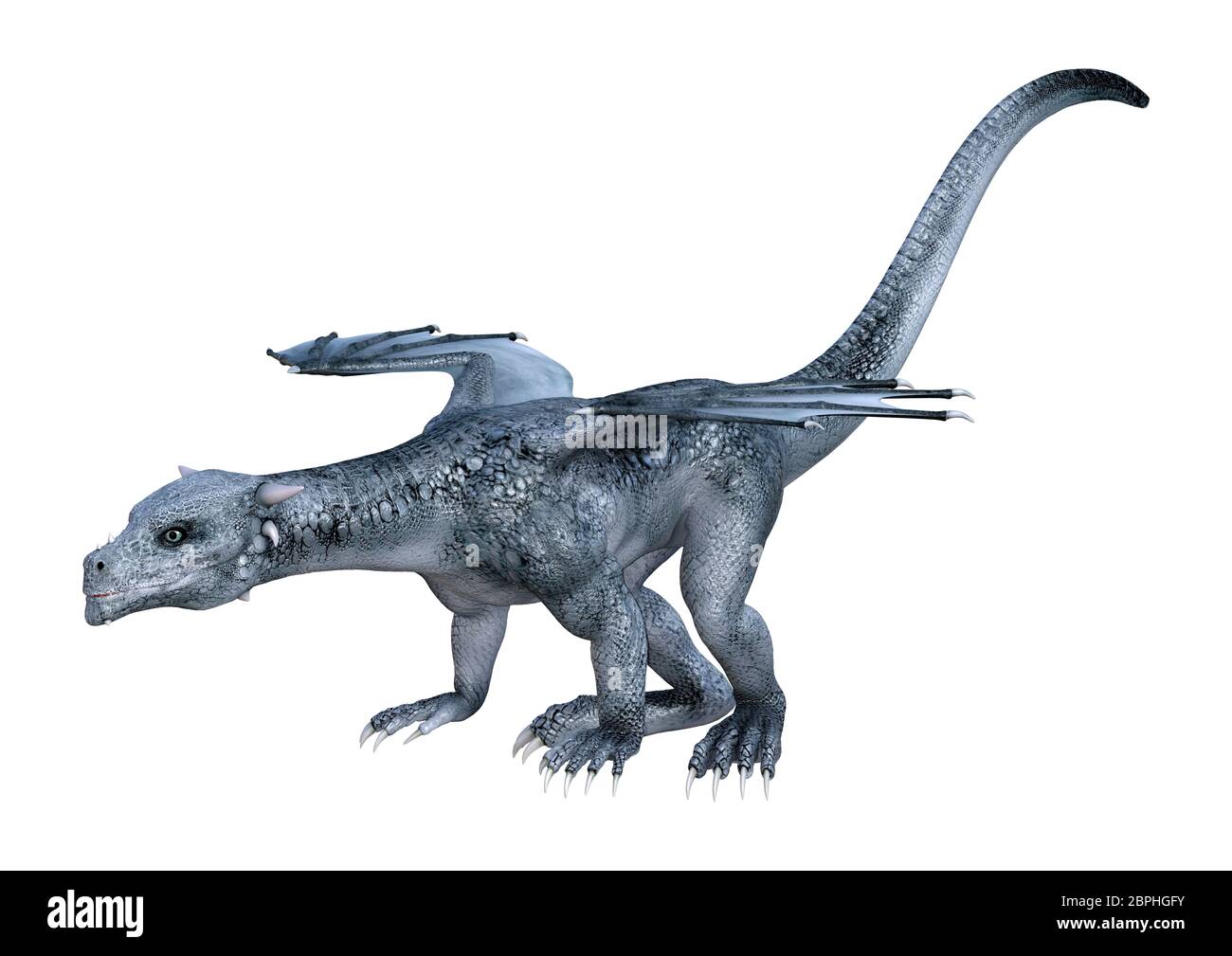 3D rendering of a fantasy whelp dragon isolated on white background ...