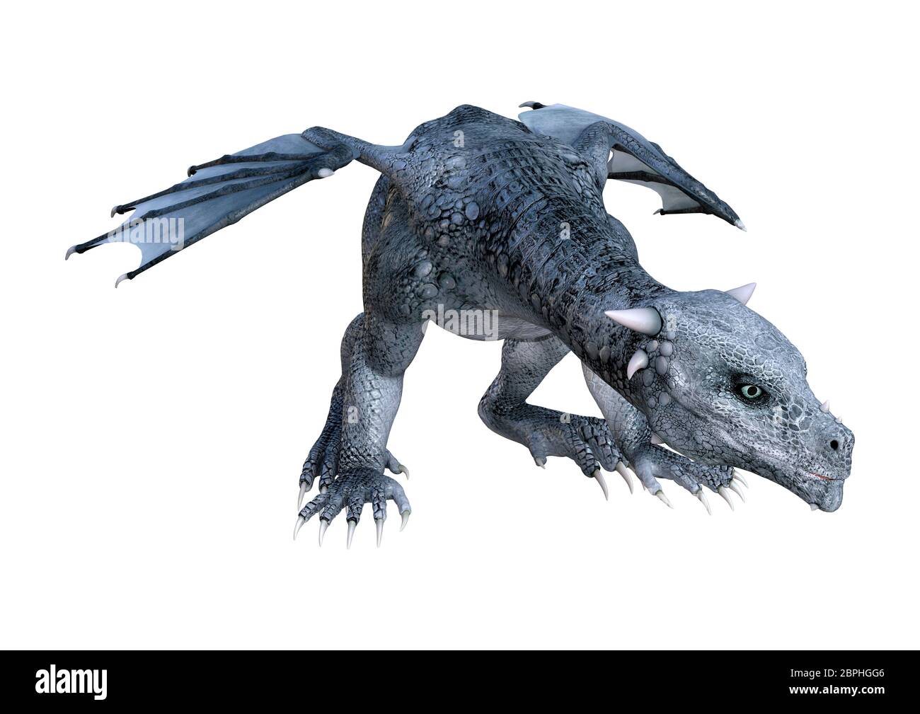 3D rendering of a fantasy whelp dragon isolated on white background ...