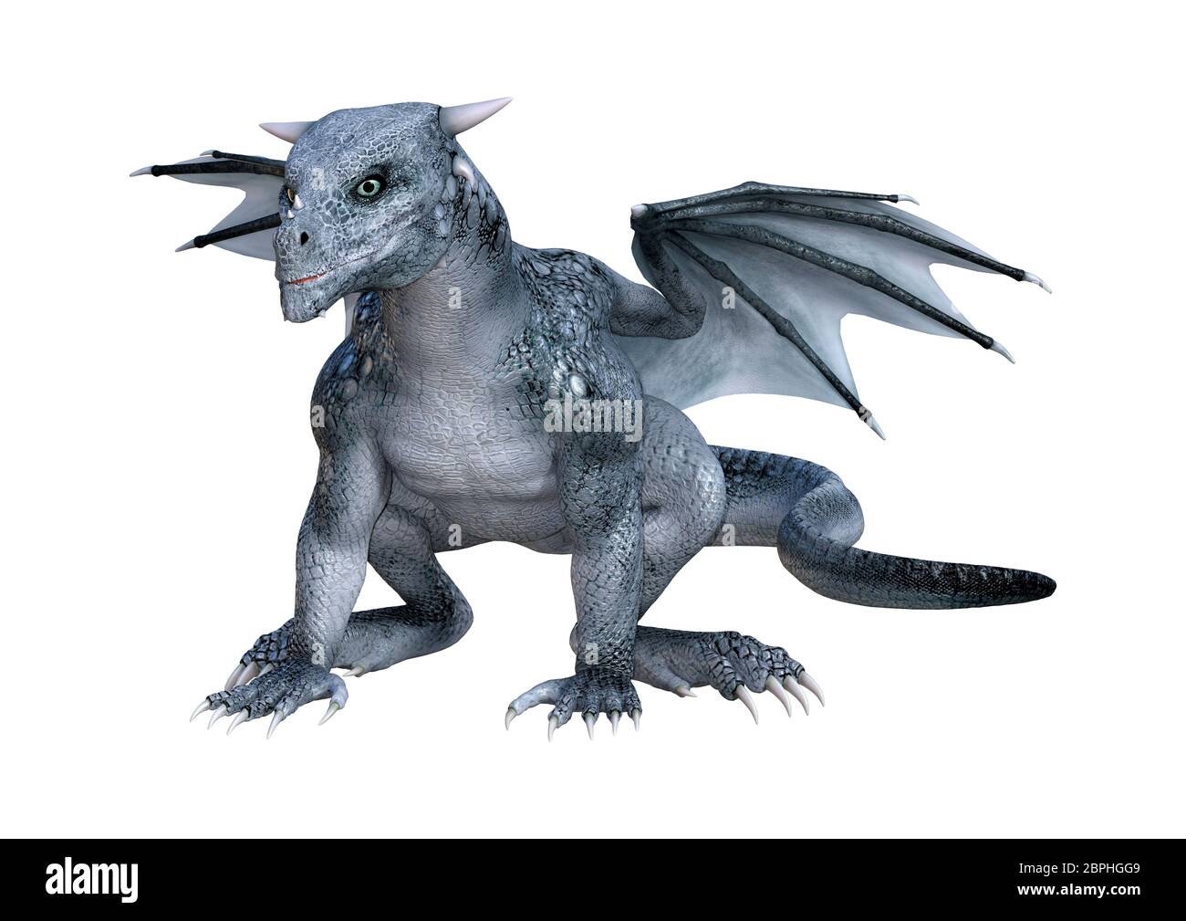 3D rendering of a fantasy whelp dragon isolated on white background ...