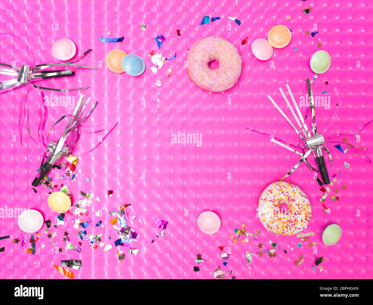 pink carnival effect background with various carnival utensils Stock ...