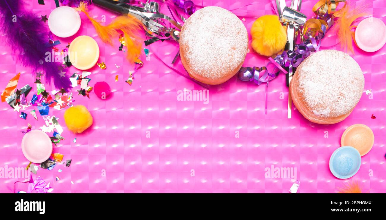 pink carnival effect background with various carnival utensils Stock ...